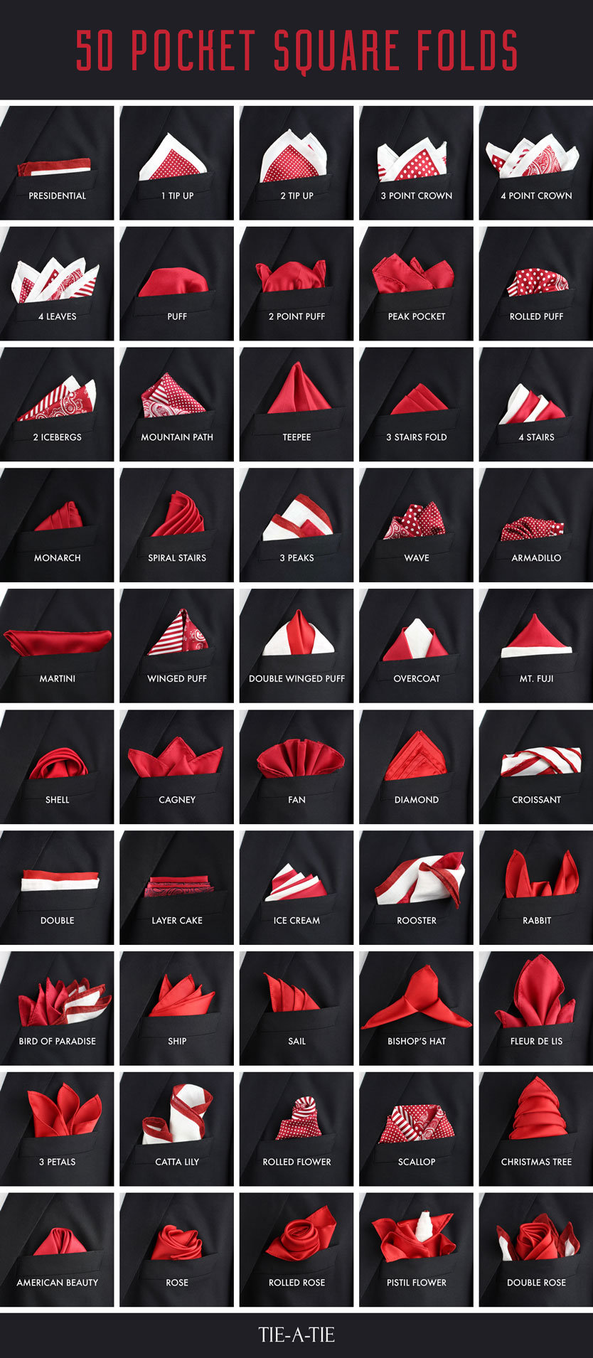 50 Ways to Fold a Pocket Square | Tie-a-Tie.net